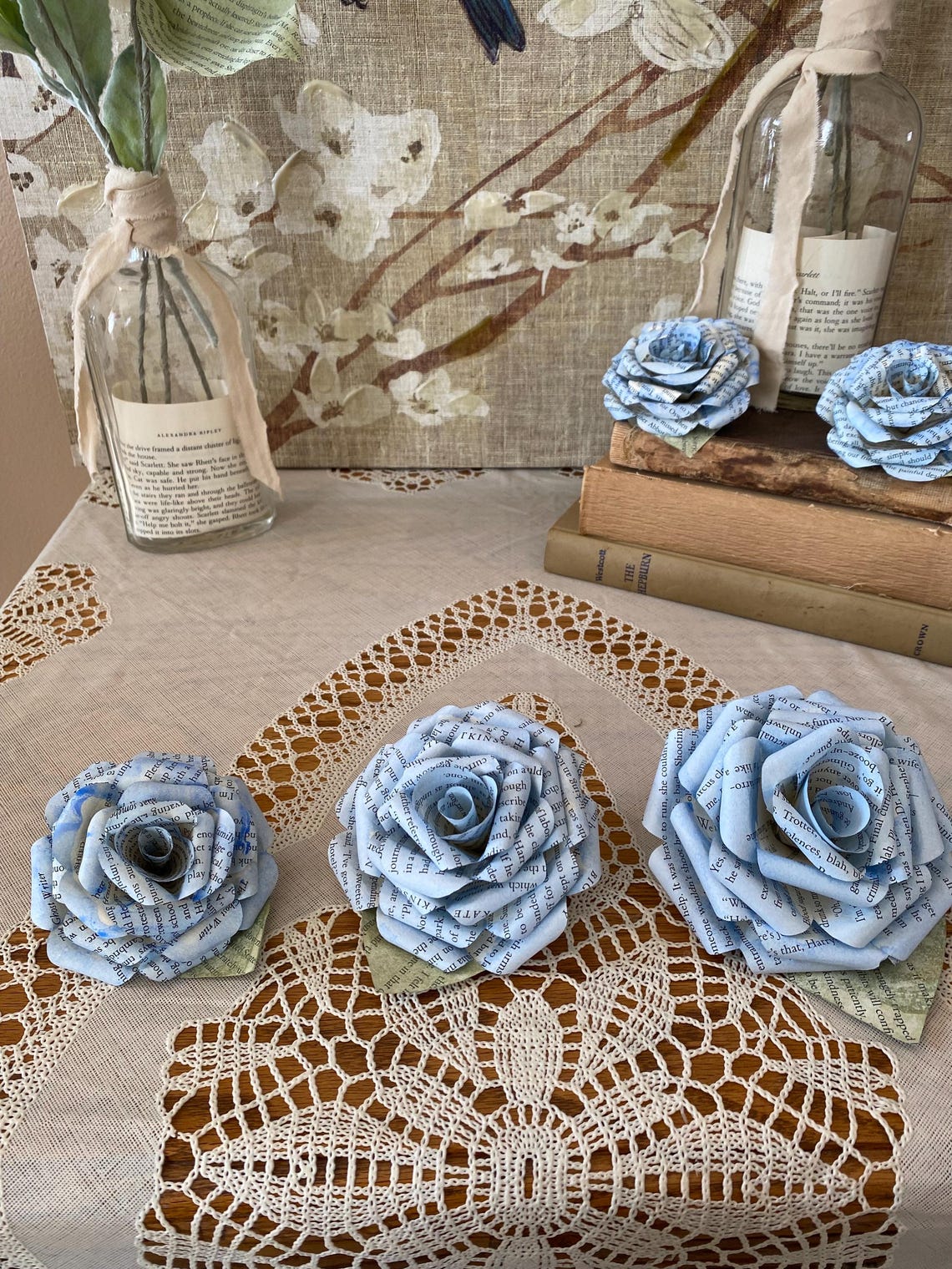 Blue Book Page Rose Head - Etsy