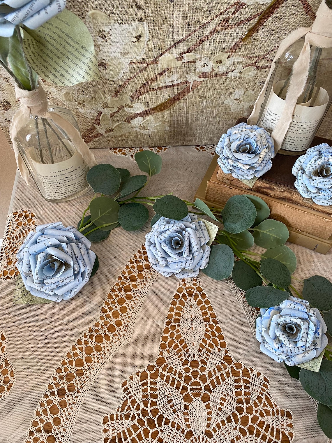 Blue Book Page Rose Head - Etsy