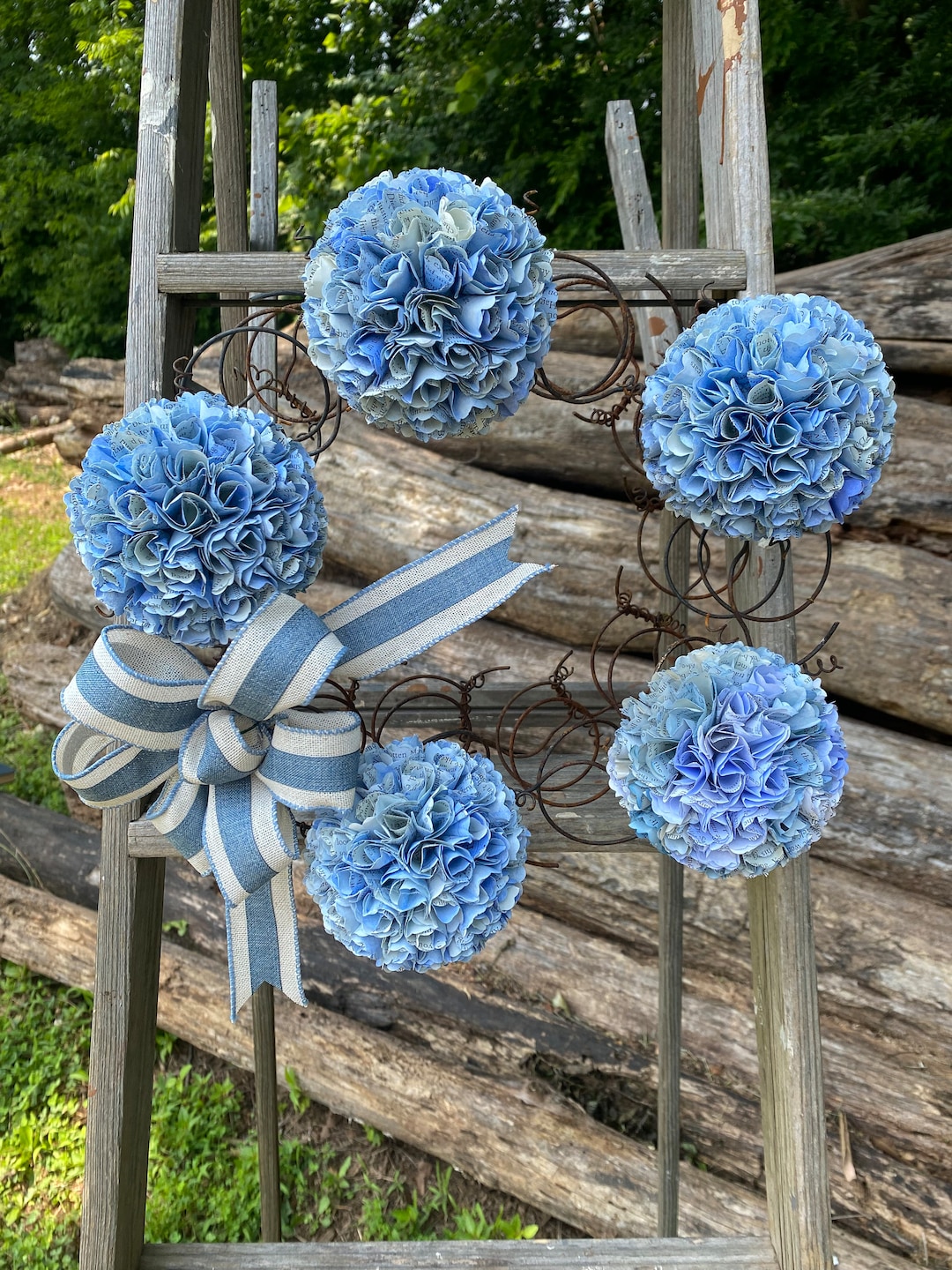 Book Page Hydrangeas and Bed Springs Wreath - Etsy