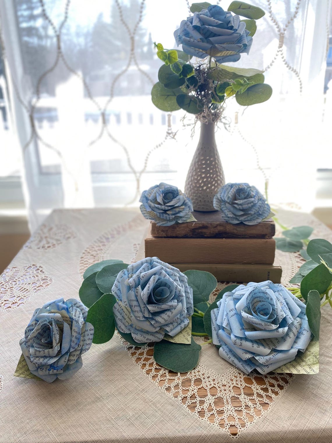 Blue Book Page Rose Head - Etsy