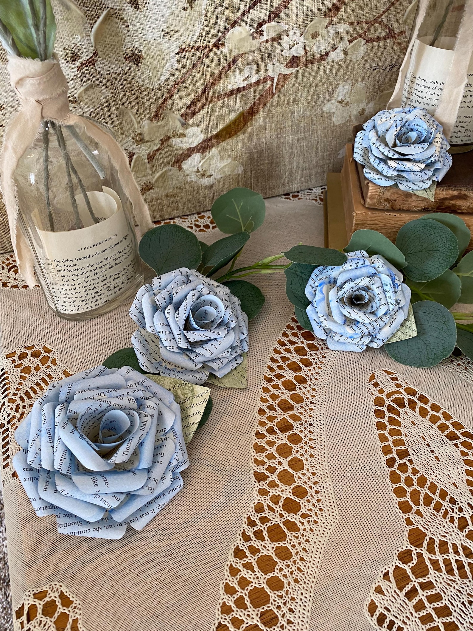 Blue Book Page Rose Head - Etsy