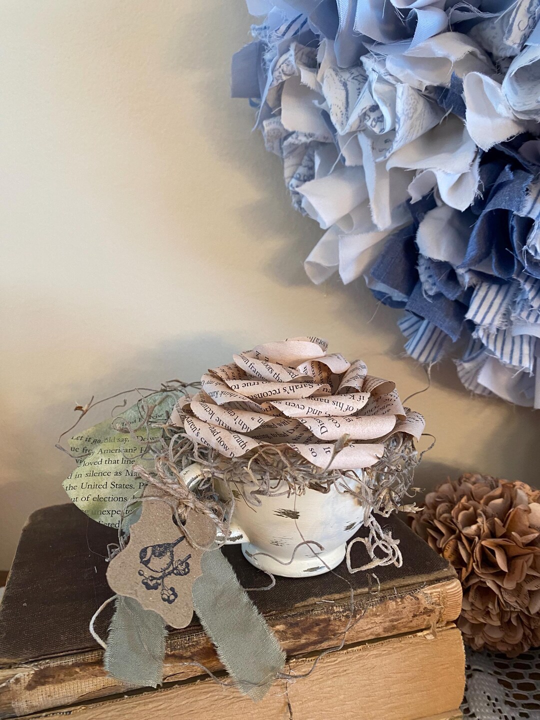 Nutmeg Book Page Rose - Etsy