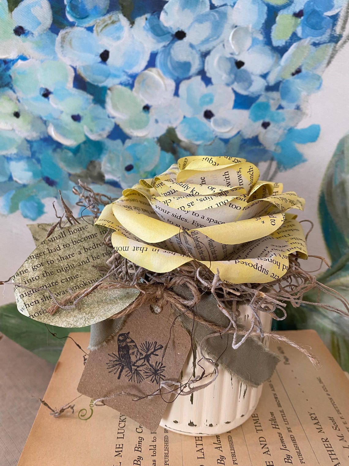 Yellow Book Page Rose - Etsy