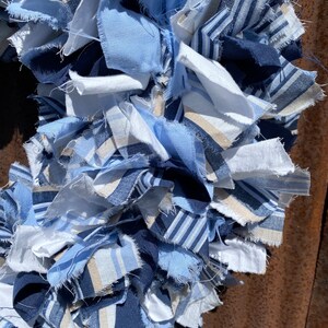 Shades of Blue and White Rag Wreath - Etsy