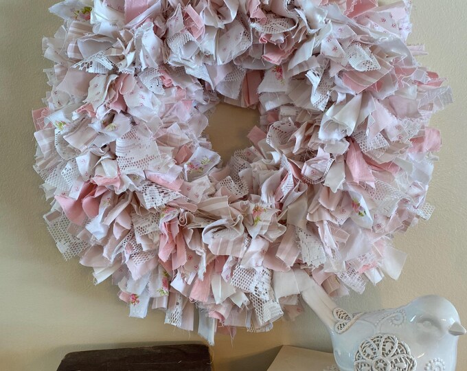 Pink Romantic Rag Wreath - Etsy