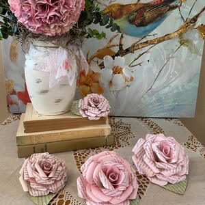 Pink Book Page Rose Head - Etsy