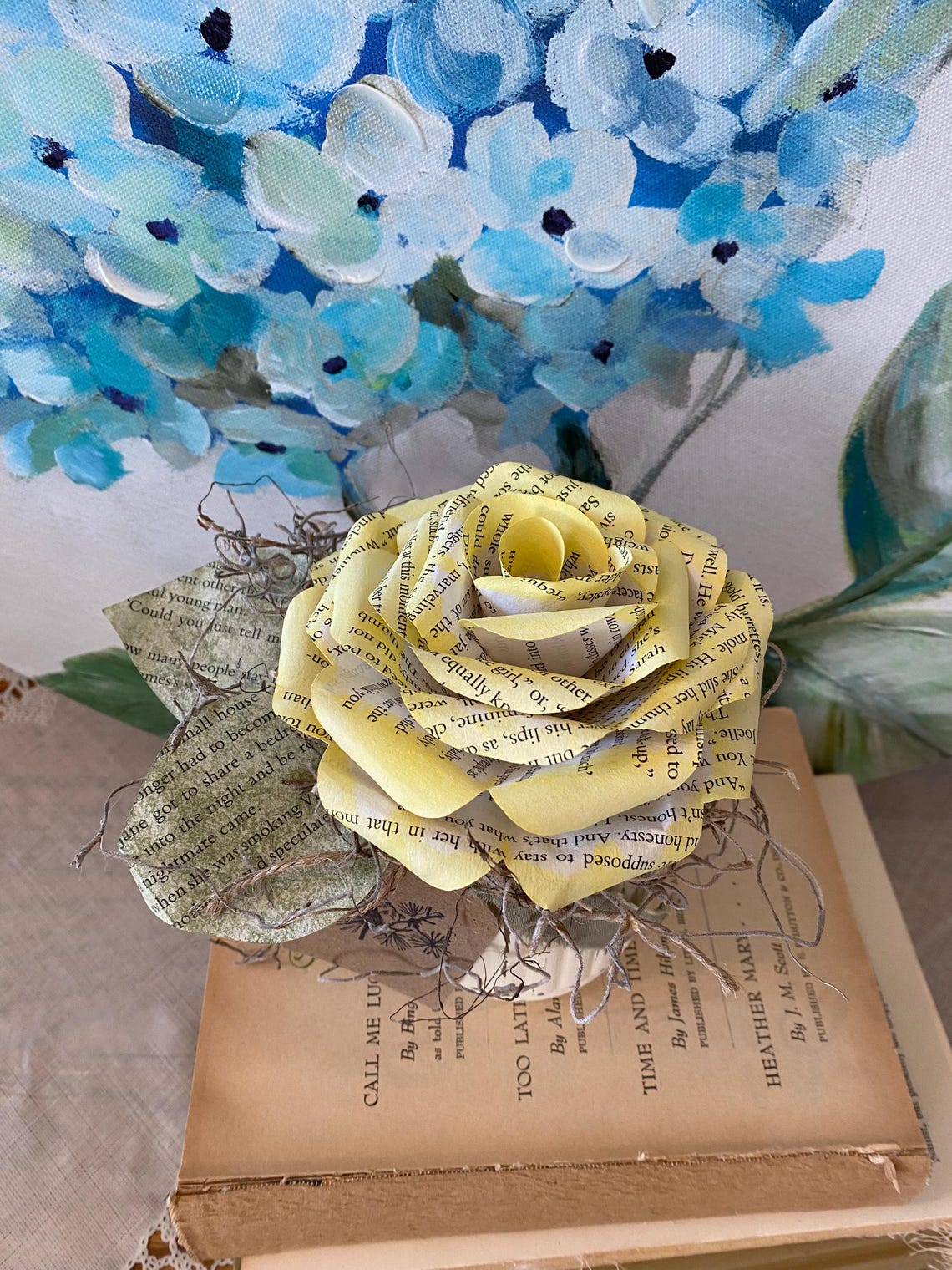 Yellow Book Page Rose - Etsy