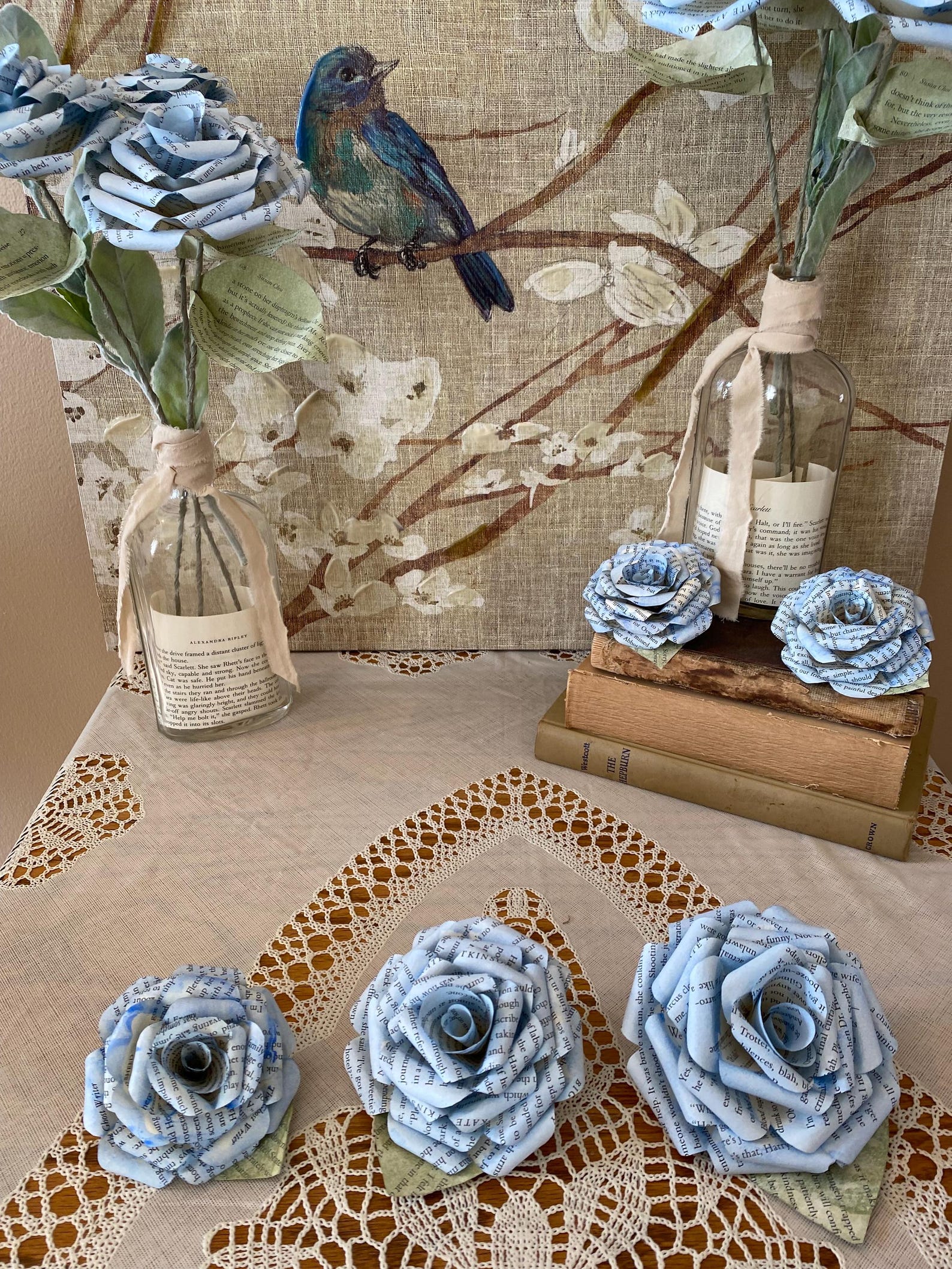 Blue Book Page Rose Head - Etsy