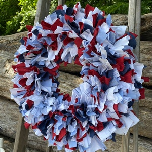 Red White and Blue Rag Wreath - Etsy