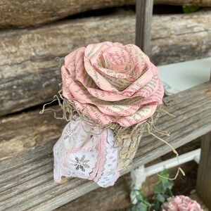 Pink Book Page Rose - Etsy