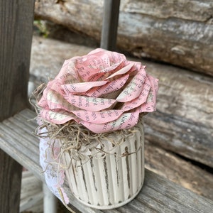 Pink Book Page Rose - Etsy