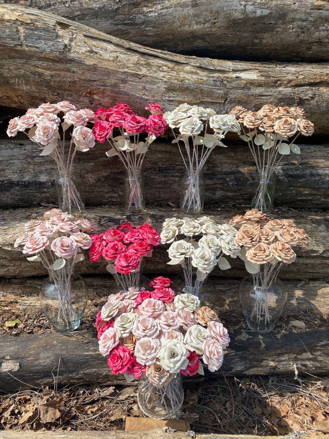 Small Book Page Roses in Colors - Etsy