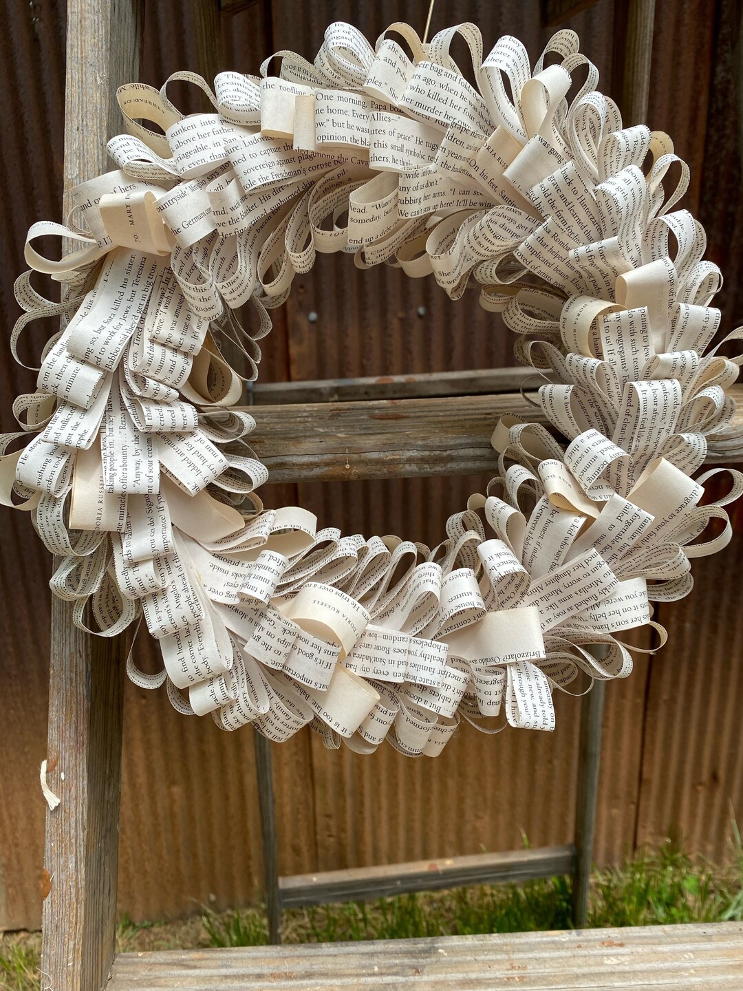 Book Page Loops Wreath - Etsy