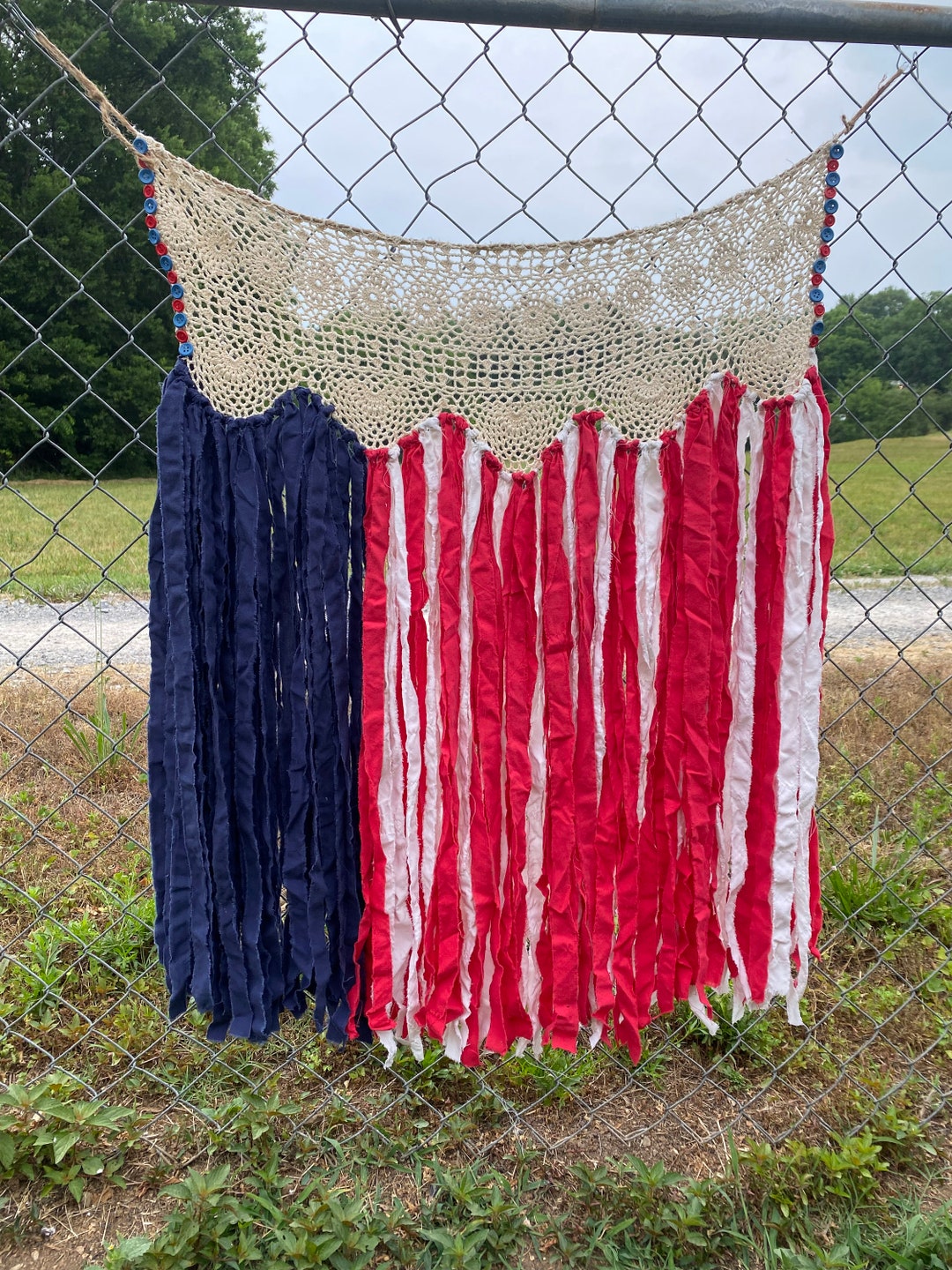 American Flag Rag Banner - Etsy
