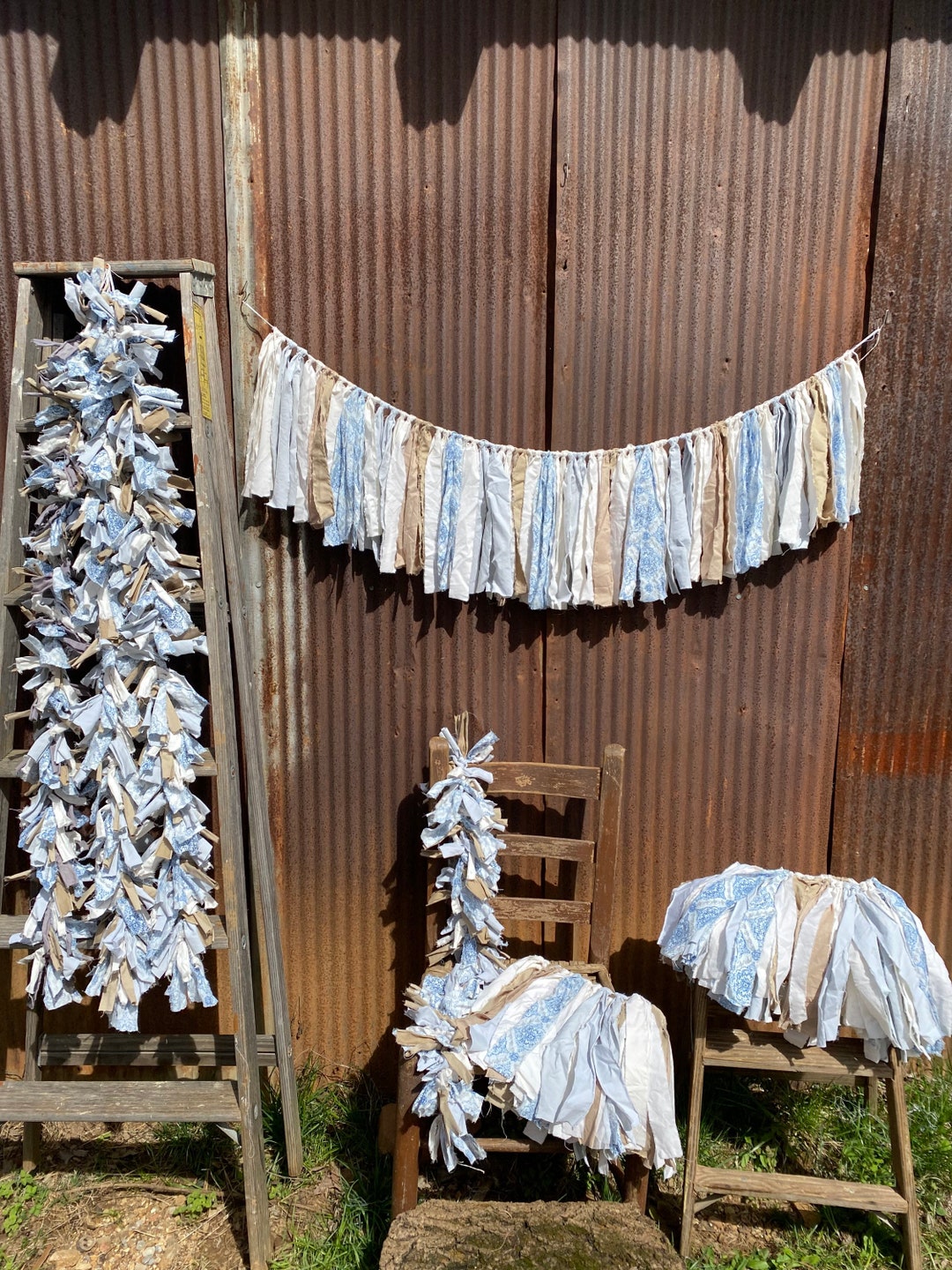 Shades of Blue and Tan Banner - Etsy