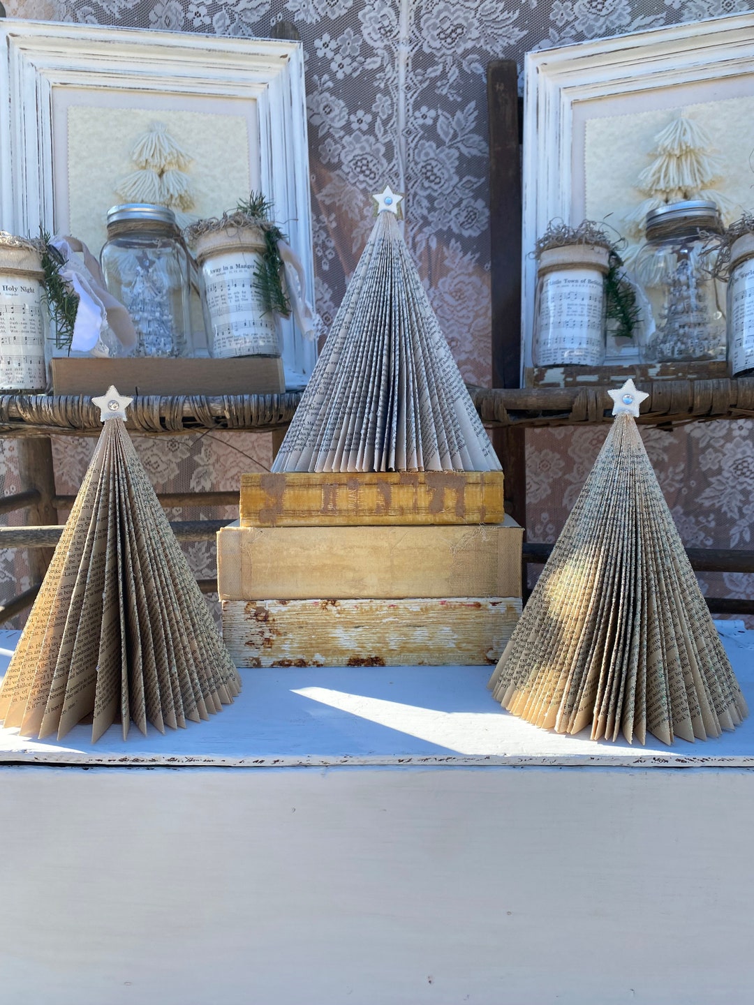 Book Page Christmas Trees Crystal - Etsy