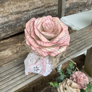 Pink Book Page Rose - Etsy