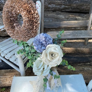 Nutmeg Book Page Hydrangea Wreath - Etsy