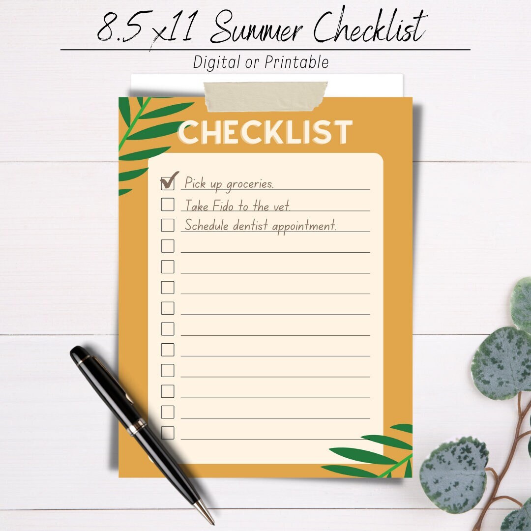 Simple Summer Checklist | Digital Download | Printable PDF - Etsy