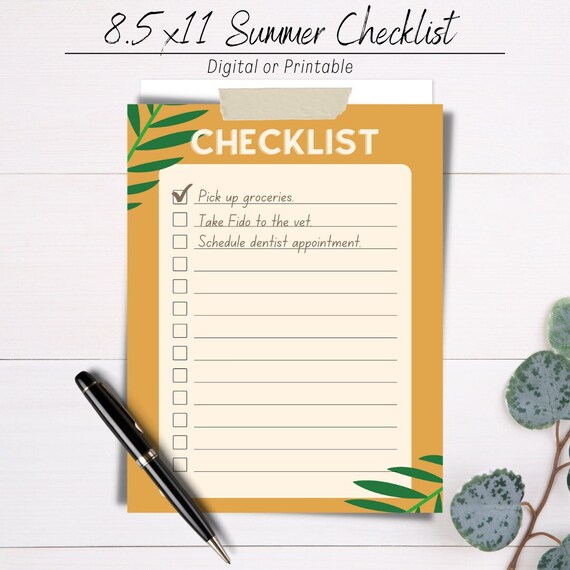 Simple Summer Checklist Digital Download Printable PDF - Etsy