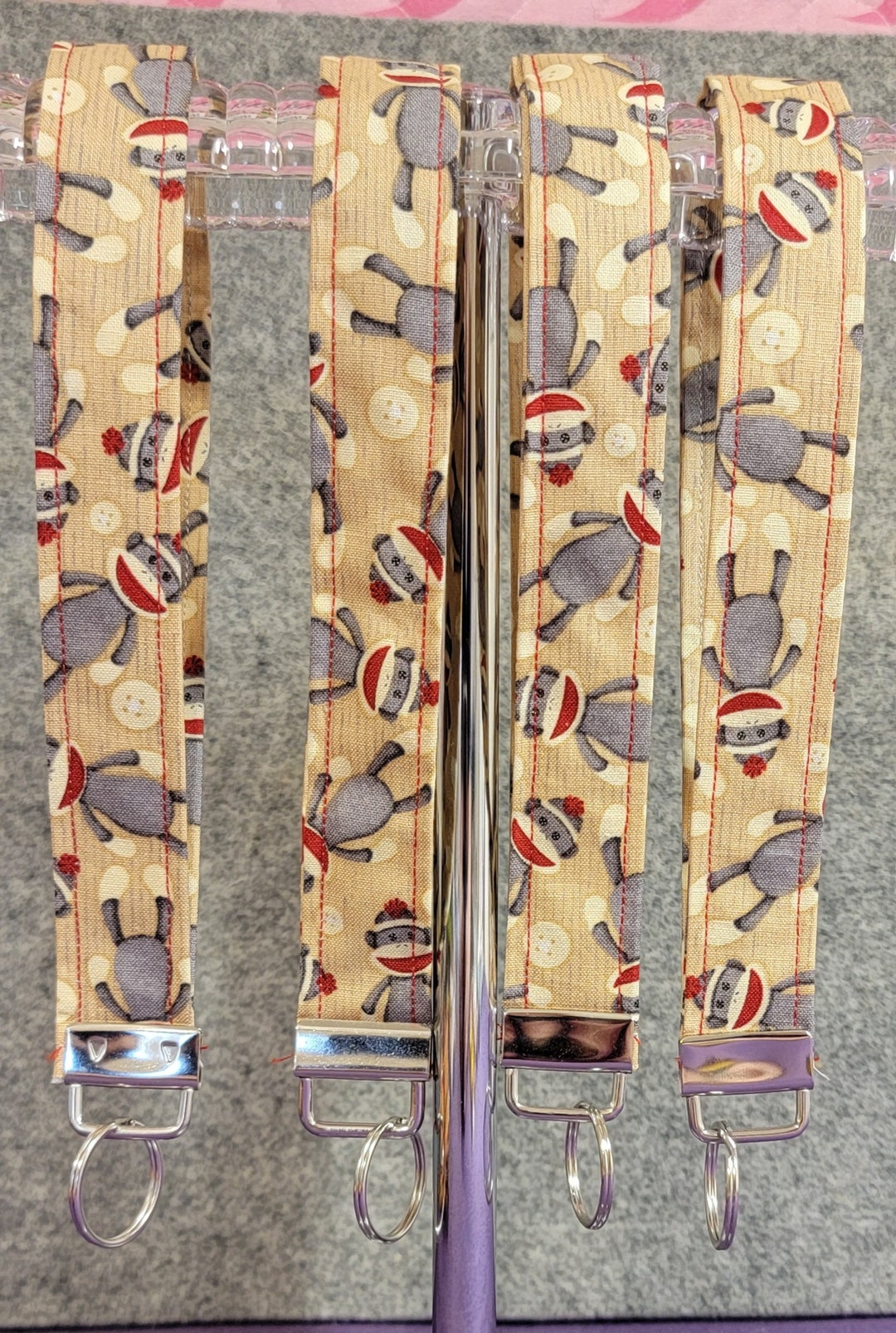 Sock Monkey Key Fob/ring. Appropriately 9 In. - Etsy