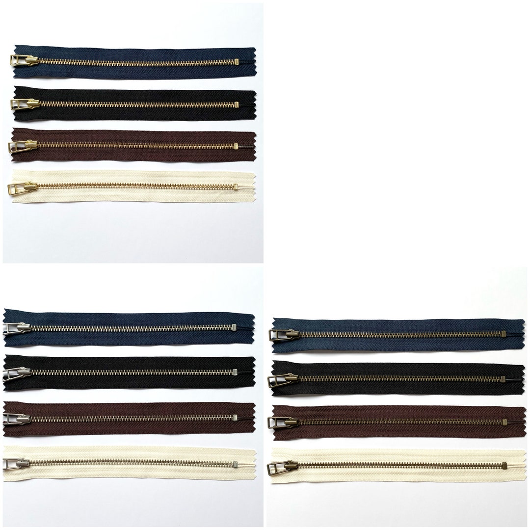 YKK Zips/zippers 20cm, Metallic Gold, Silver, Antique Gold Coloured ...