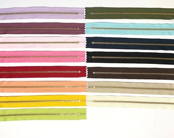 YKK Zips/zippers 20cm, Pastel Colour, Metallic Gold Coloured Ball ...