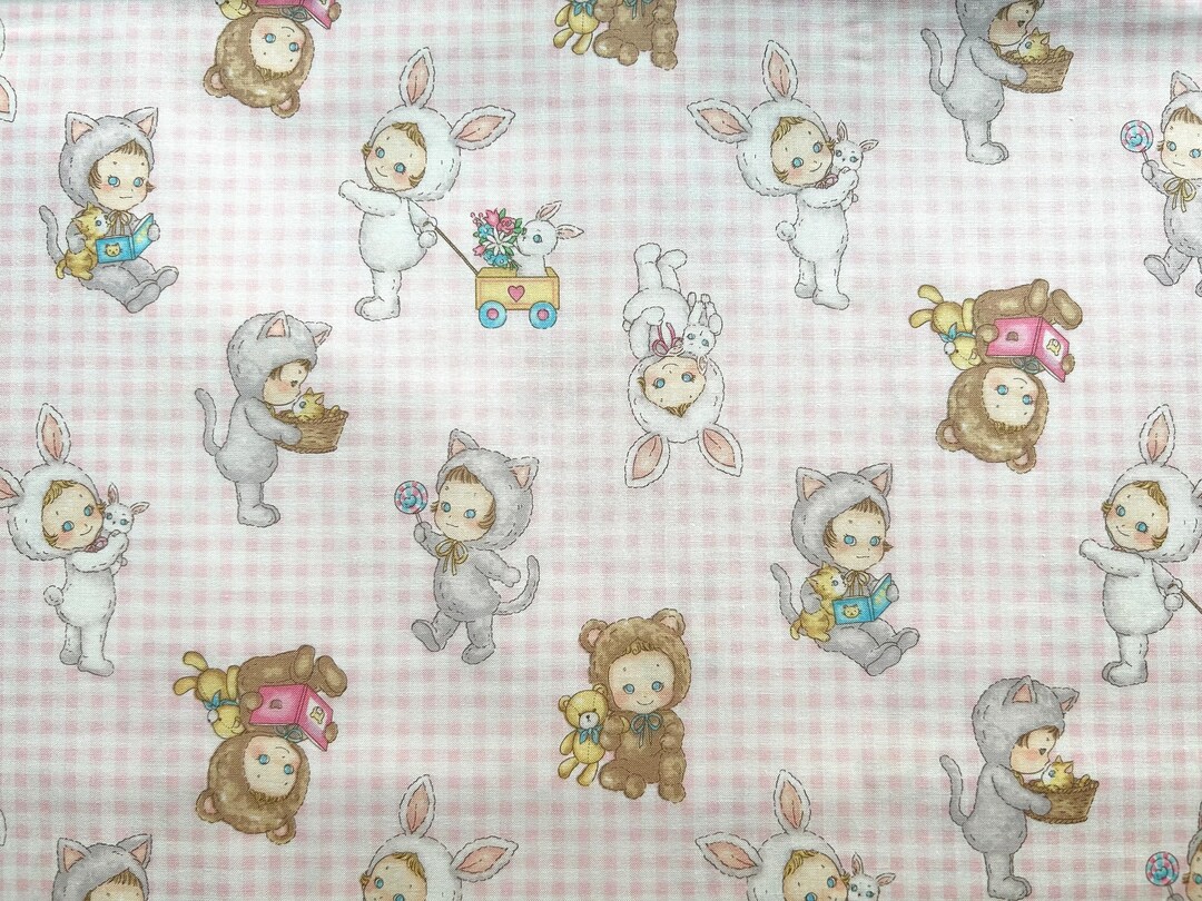 Cotton Fabric - Punipuni Candy 2, Gingham, Three Cuties - Etsy UK