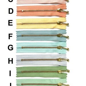 YKK Zips/zippers 10cm, Pastel Colour, Metallic Gold Coloured Ball ...