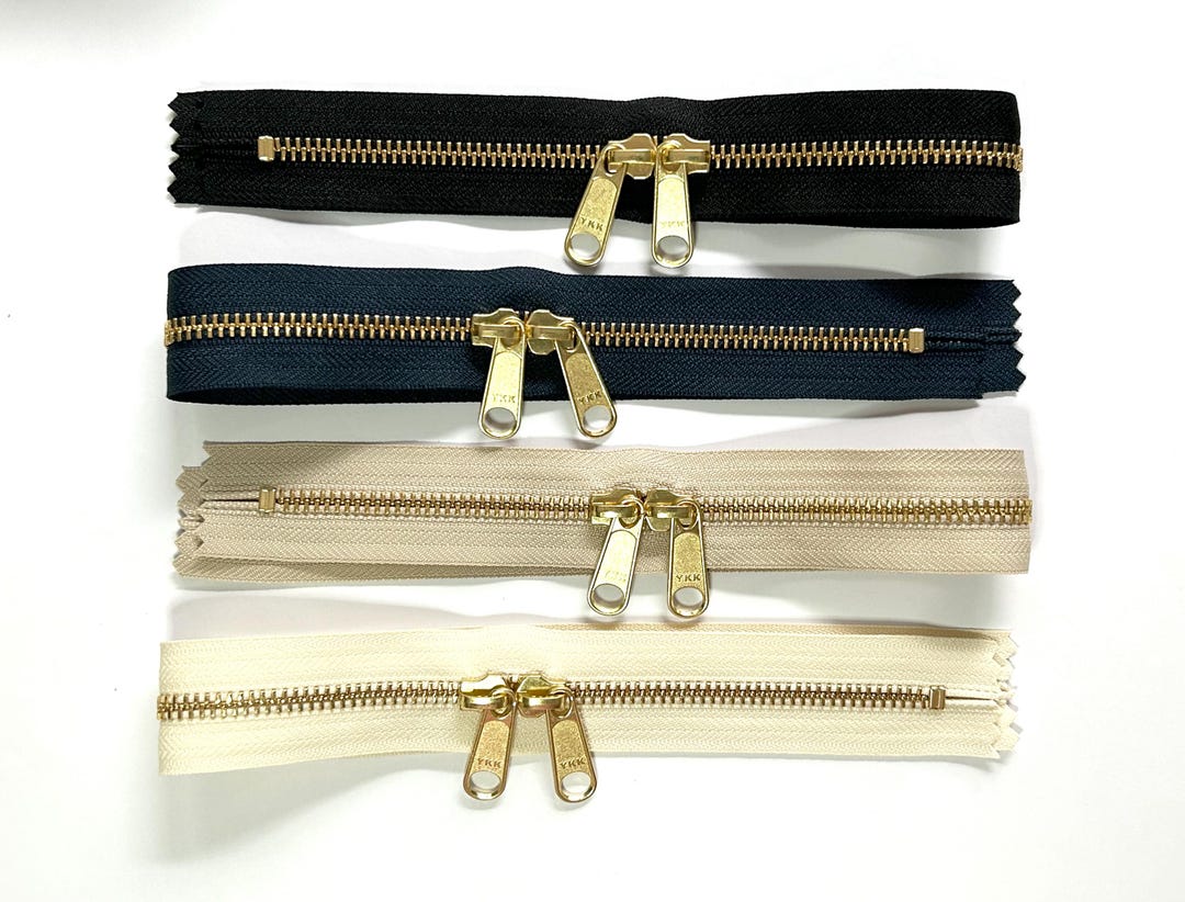 YKK Zips/zippers 40cm, Double Pull, Gold Coloured Sliders & Teeth - Etsy