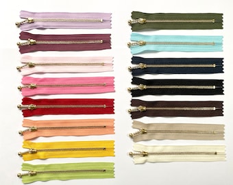 YKK Zips/zippers 20cm, Pastel Colour, Metallic Gold Coloured Ball ...