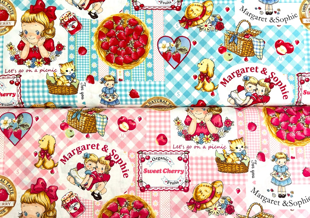 Quilt Gate Cotton Fabrics - Margaret & Sophie 6 ~ Love Strawberry Series, Fun Strawberry Picking ...