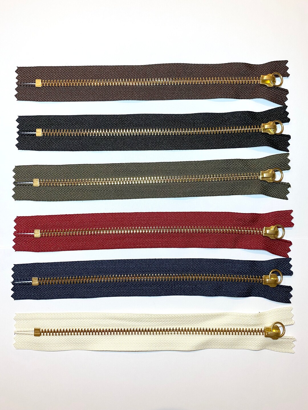 YKK Zips/zippers 20cm, Metallic Gold Coloured Multi-ring Slider & Teeth ...