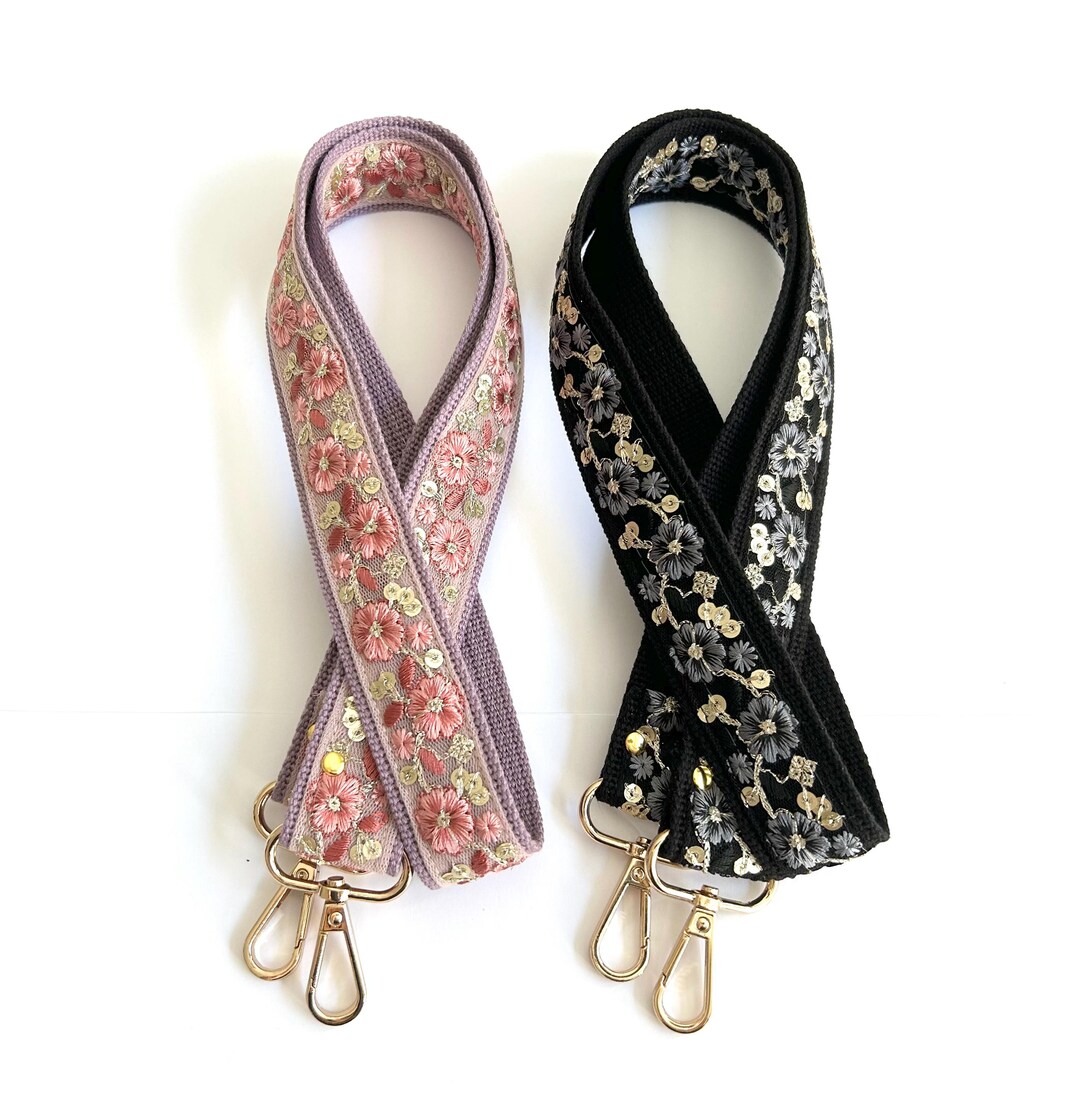 Shoulder Bag Strap / Crossbody Handbag Strap With Embroidery Ribbon (2 ...