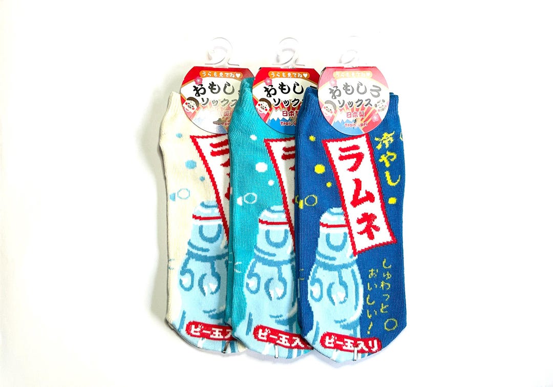 Japanese Ankle Socks, Ramune, Japanese Lemonade, Soda; Socks Size ...