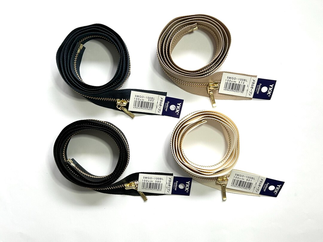 YKK Zips/zippers 100cm, Open-ended, Metallic Gold Coloured Slider ...