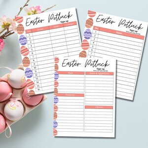 Potluck Sign up Sheet | Easter Potluck Sign up Sheet | Easter Potluck ...