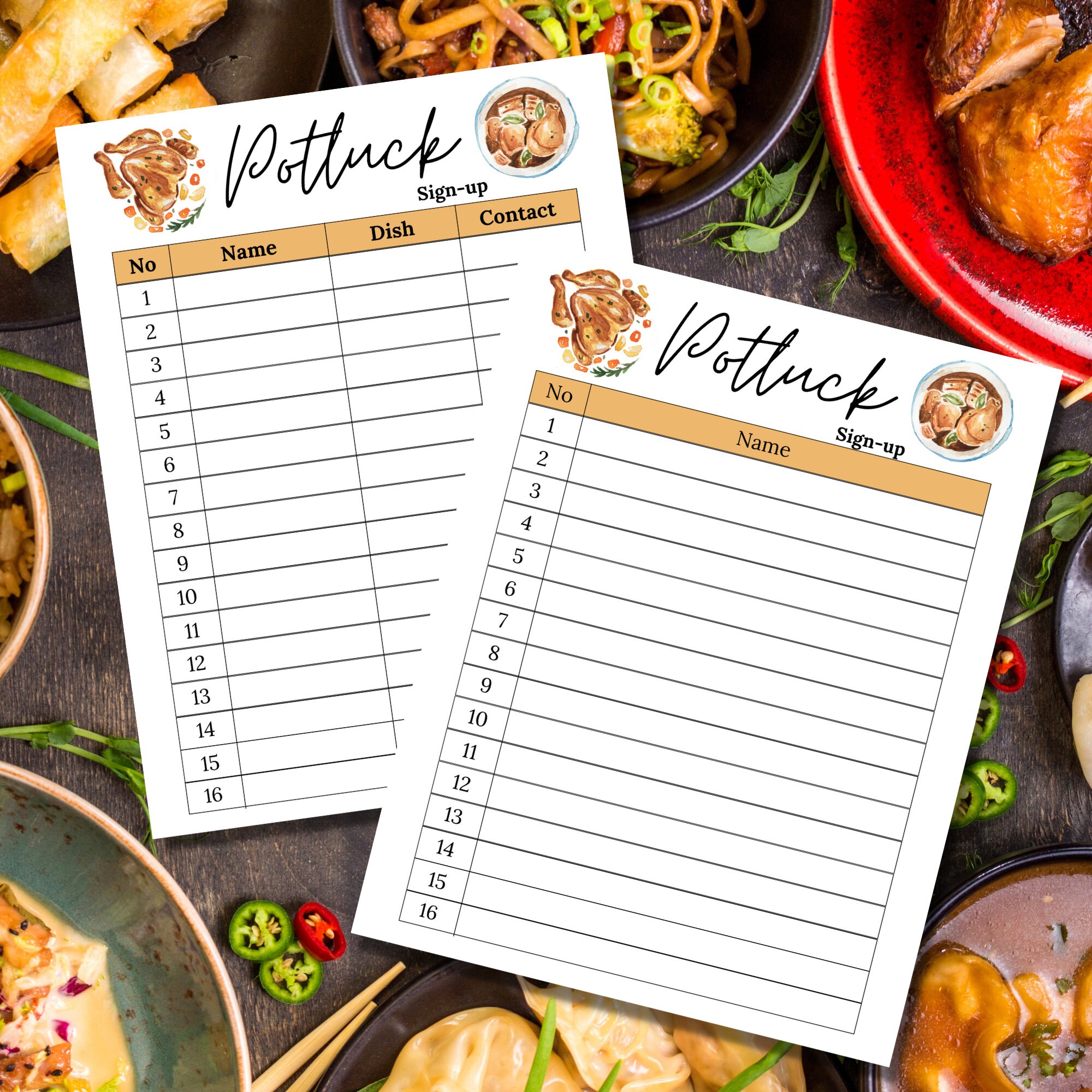 Potluck Sign up Sheet Simple Potluck Sign up Sheet Potluck Sheet ...