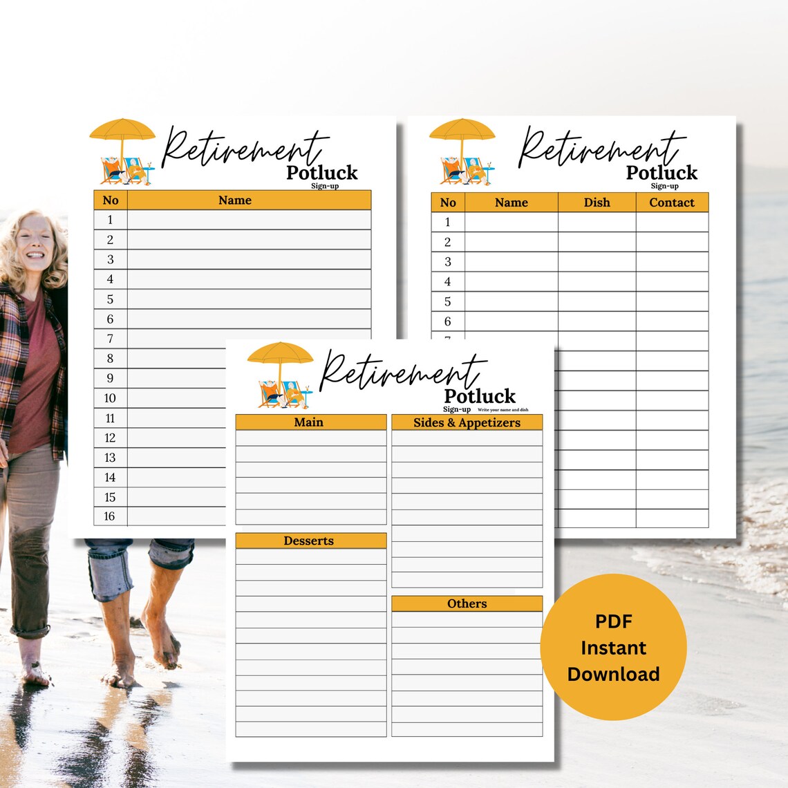 Potluck Sign up Sheet Retirement Potluck Sign up Sheet Retirement ...