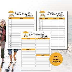 Potluck Sign up Sheet | Retirement Potluck Sign up Sheet | Retirement ...