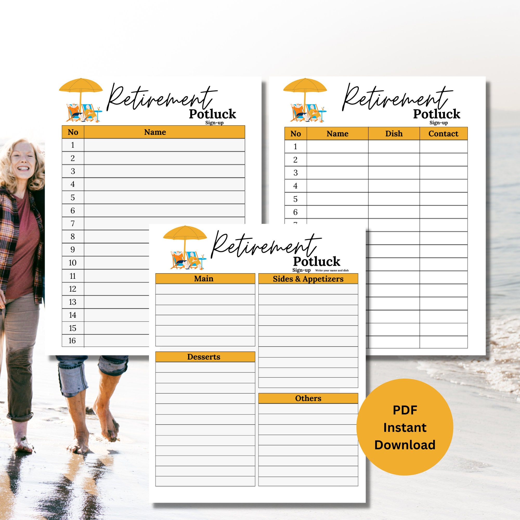 Retirement Potluck Sign Up Sheet Flyer For Retirement Party Printable