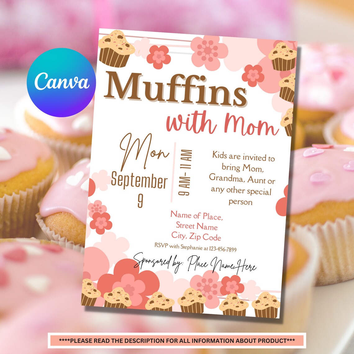 Muffins With Mom Invitation Template Mother's Day Invitation Mother's ...