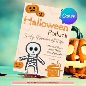 Halloween Potluck Invite Template | Editable Potluck Invitation ...