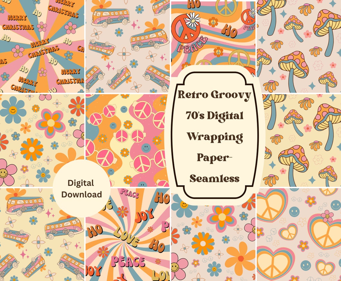 Groovy Christmas Digital Paper Groovy 70's Retro - Etsy