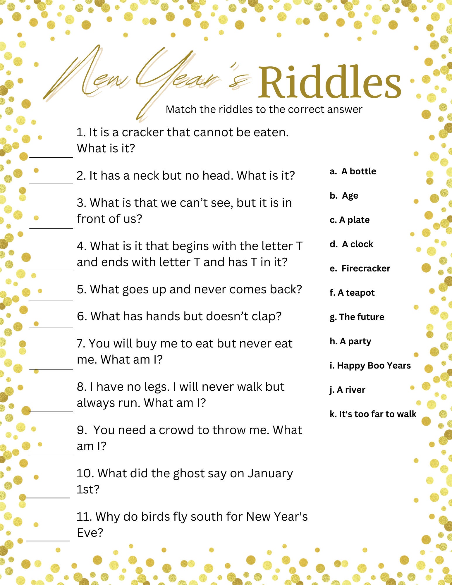 New Year's Riddles | New Year's Games | New Year's Eve Games | New Year ...
