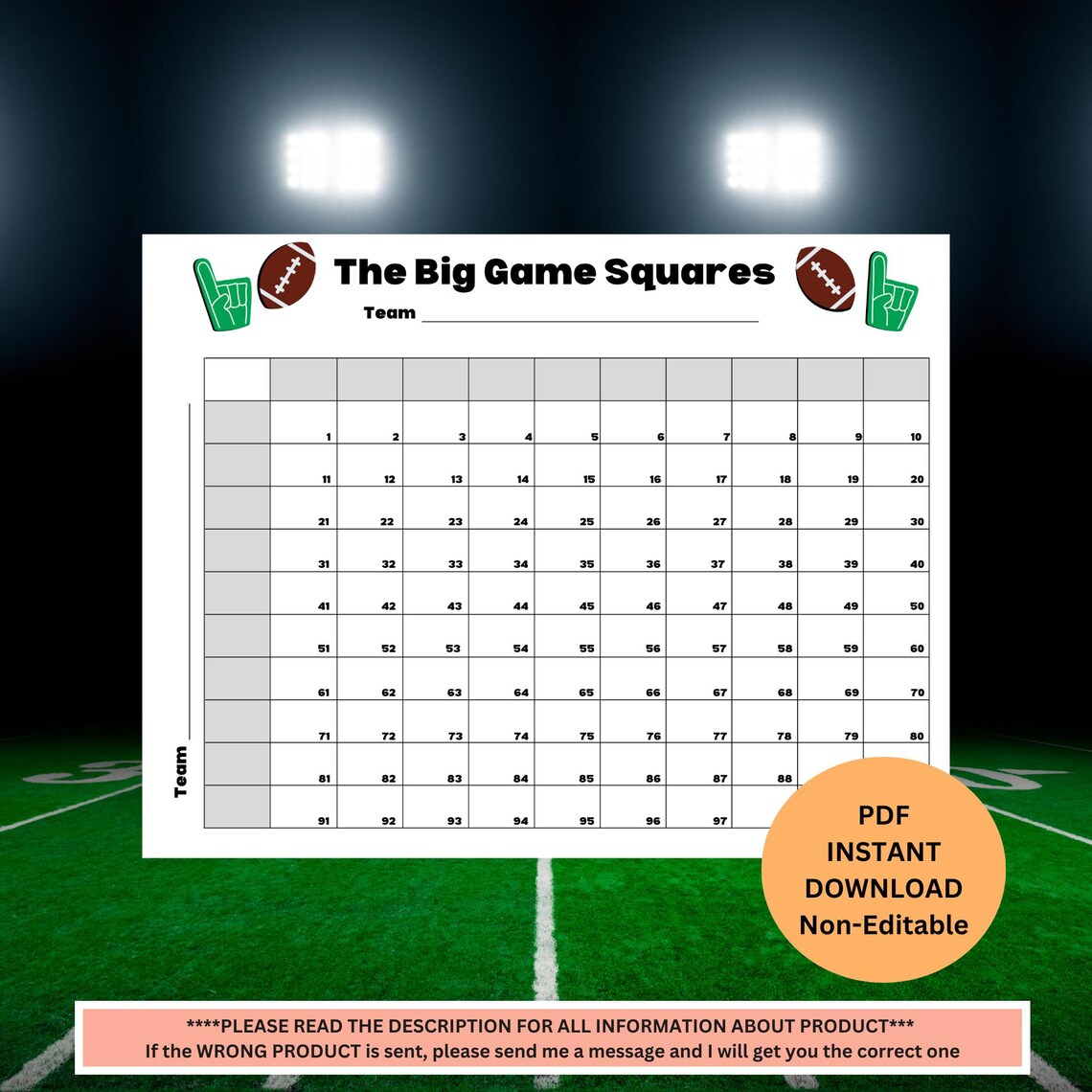 The Big Game Day Squares | the Big Game 2025 | Football Squares ...