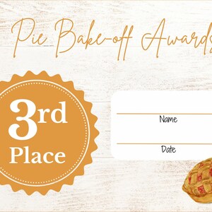 Pie Bake-off Award Cards| Pie Party | Pie Cook-off Event | Pie Award ...