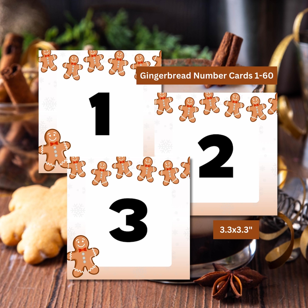 Gingerbread Man Number Cards 1-60 | Christmas Baking Competition ...