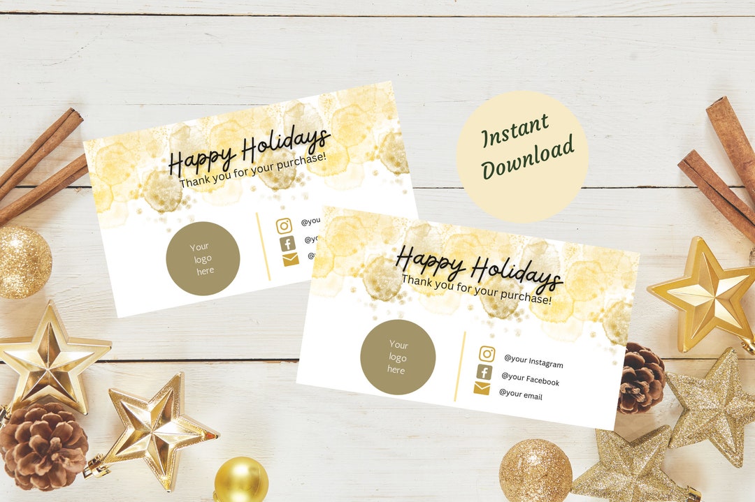Gold Mini Christmas Business Thank You Cards Template | Thank You Card ...