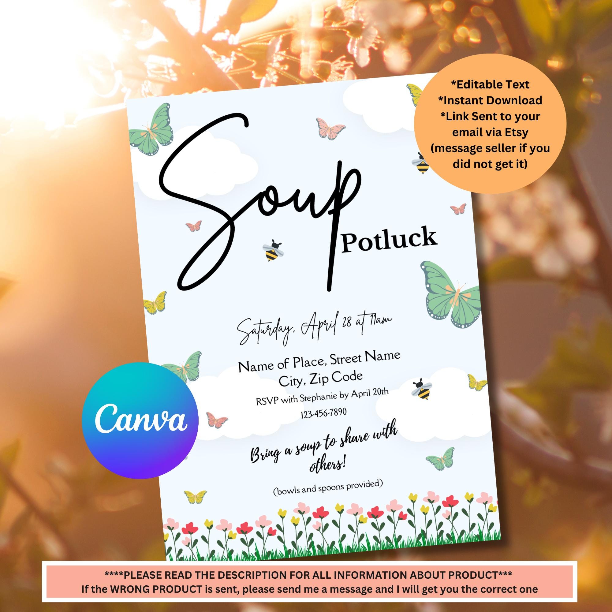 Soup Potluck Party Invite Template | Editable Soup Potluck |spring Soup ...